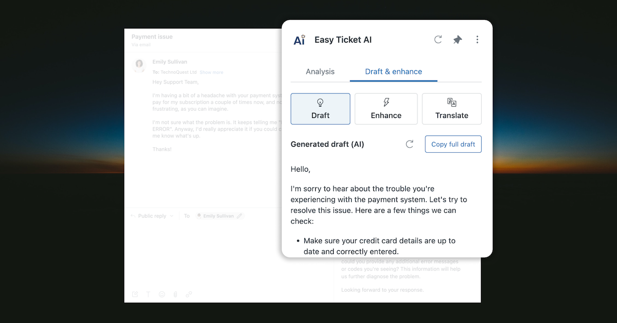 Easy Ticket AI | Respond in record speed! | Easy Ticket AI
